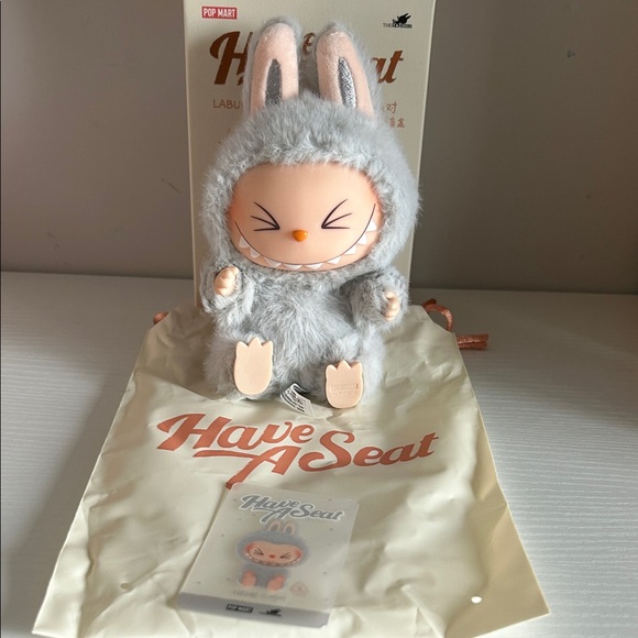 POP MART | Accessories | Pop Mart Labubu Have A Seat Hehe Gray New ...